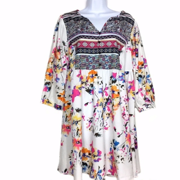 Dresses | Peasant Style Floral Print Festival Shift Dress | Poshmark